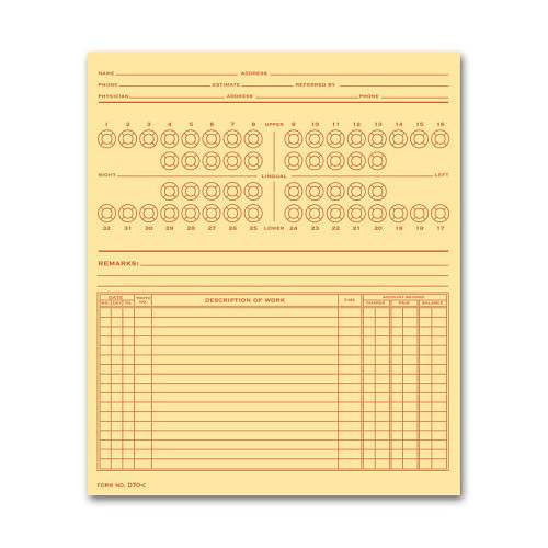 Dental Exam Record Numbered Teeth System C Folder Style