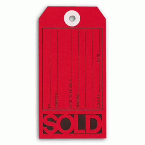 Red Sold Tags with Imprint